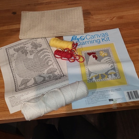 Office | Lily Canvas Darning Kit Rooster Mushrooms Butterflies Vintage ...